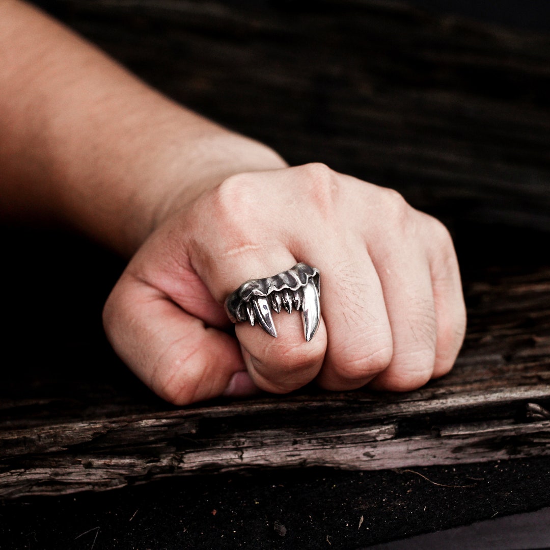 Fangs 925 Silver Ringdogtooth 925 Silver Ring Monster Fang - Etsy