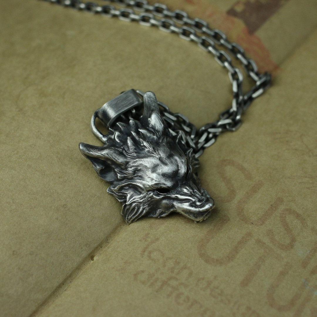 Silver Wolf 925 Silver Pendant Necklace, Wolf King Wild Wolf Jewelry ...