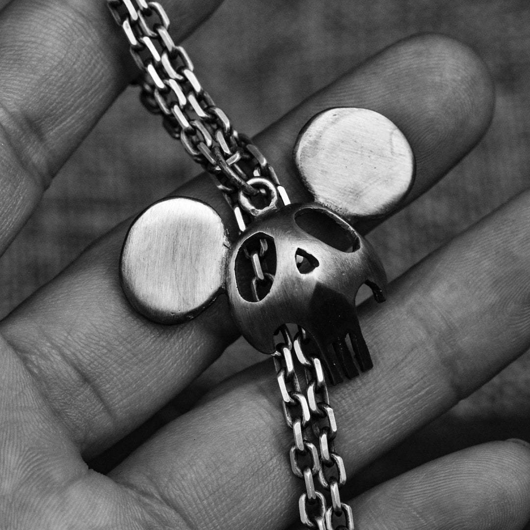 Mickey Skull 925 Silver Pendant Necklace, Disney Mouse Silver Jewelry ...