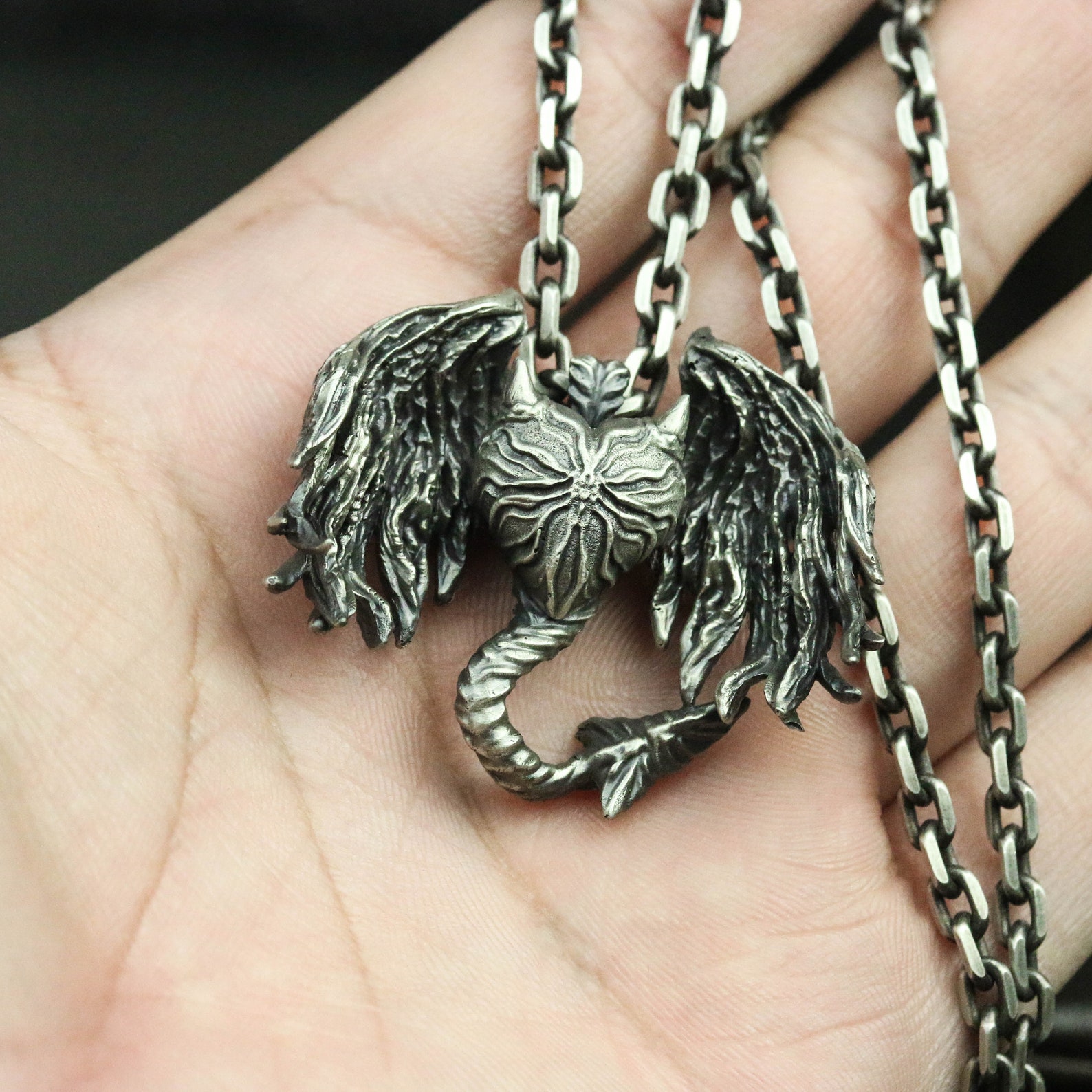 Angel and Demon 925 Silver Pendant Necklace Angel Wings - Etsy