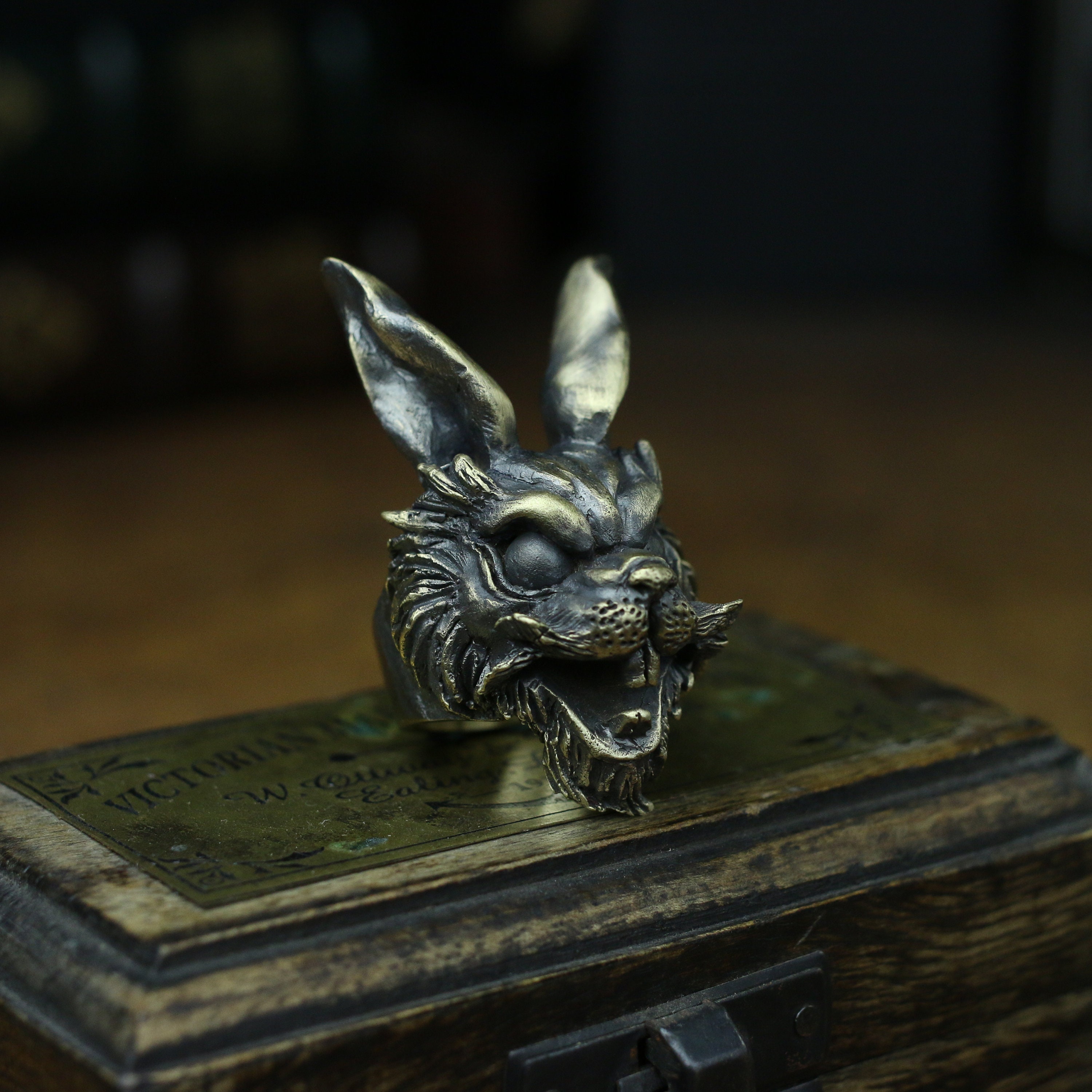 Long-eared Rabbit 925 Silver Ring Dark Gothic Rabbit Grimace - Etsy Canada