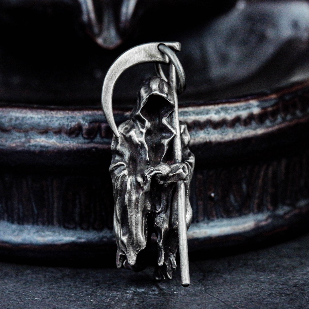 Grim Reaper 925 Silver Pendant Death Angel Demon Necklace Brass ...