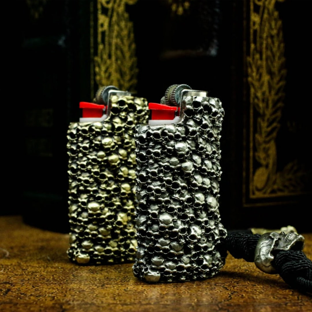 Silver/brass Skull Custom Lighter Shell Bic Butane Cigar - Etsy