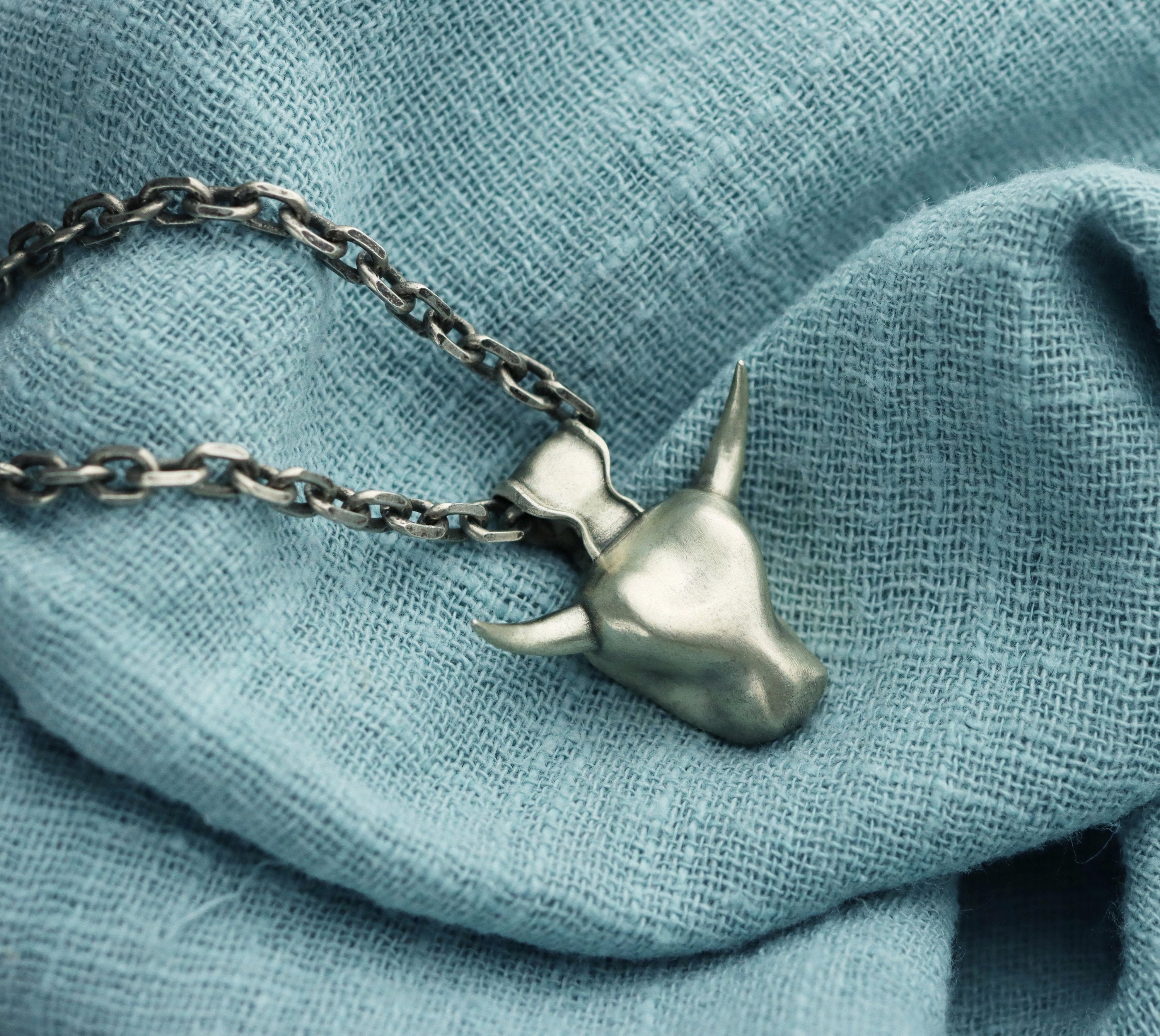 Bull head 925 silver pendant necklace Gift for motherTaurus | Etsy