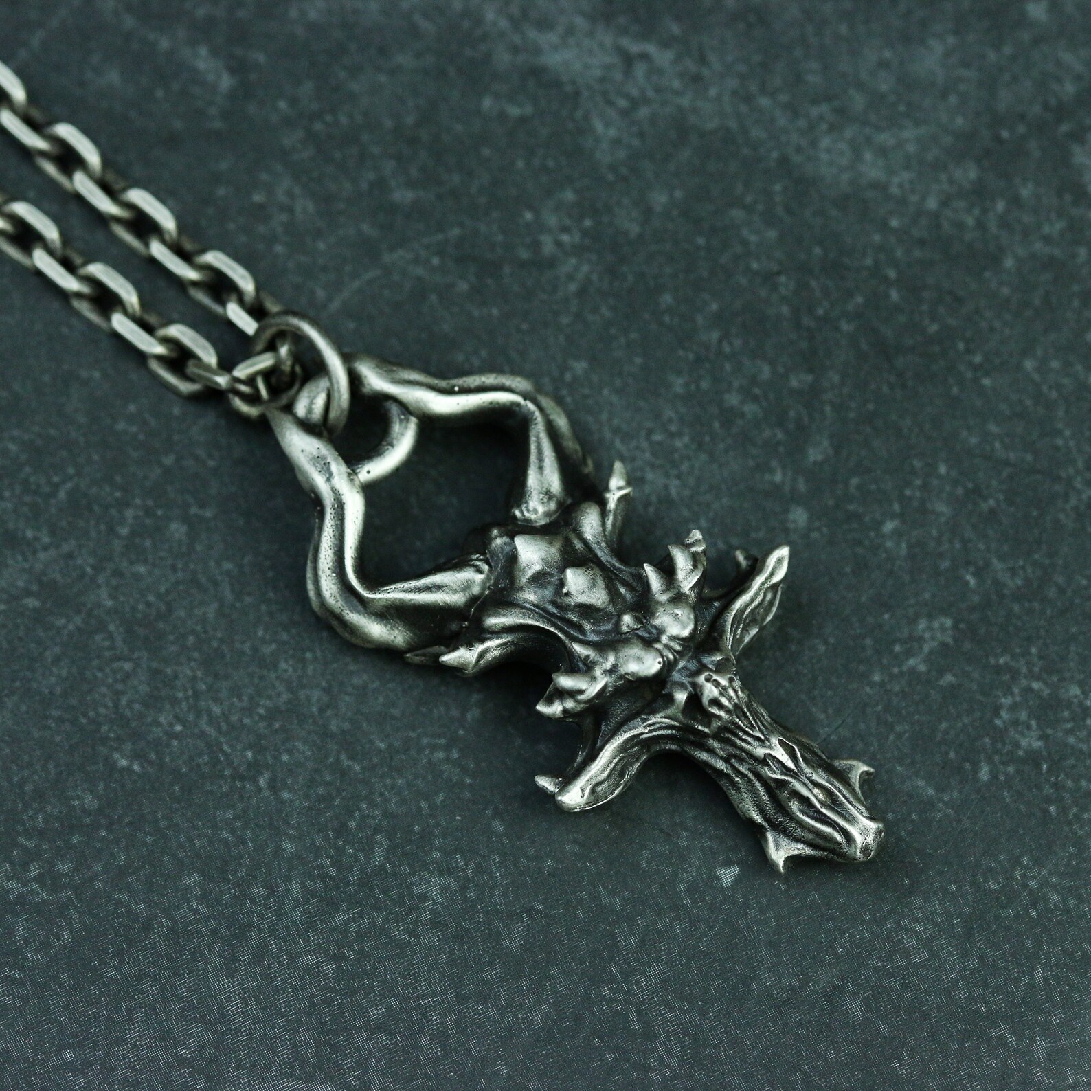 Ghost Cross 925 Silver Pendant Necklace 925 Sterling Silver - Etsy