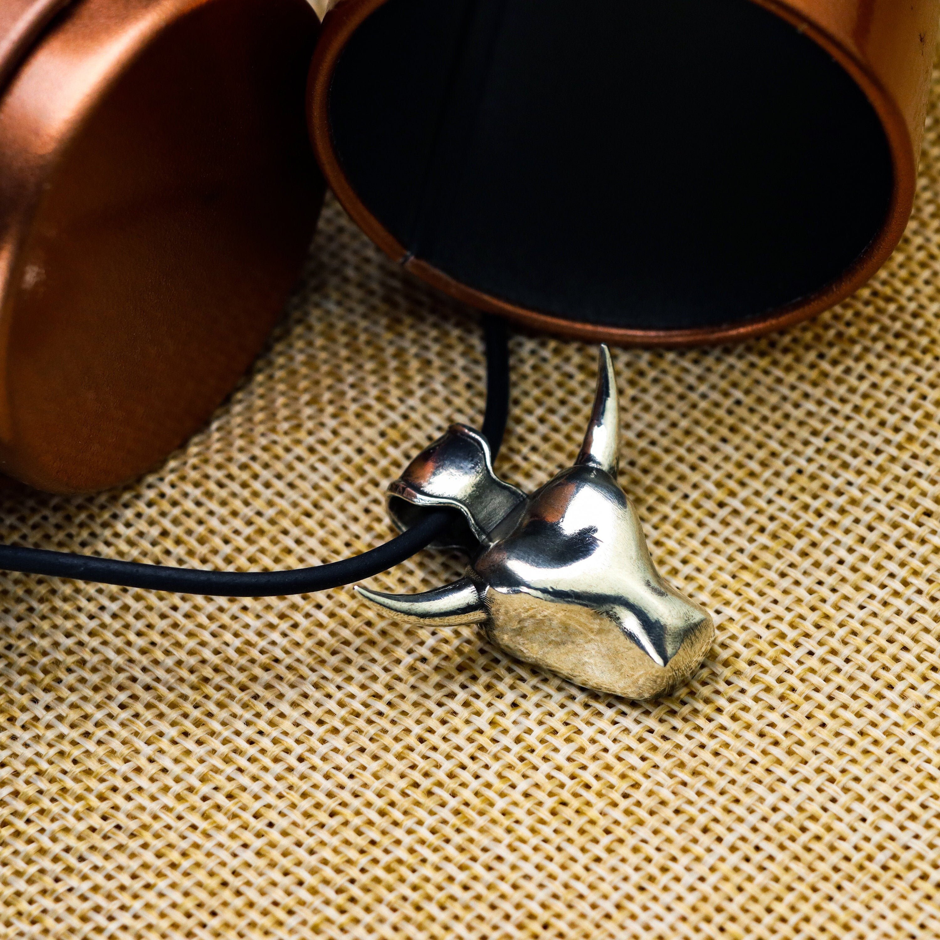 Bull head 925 silver pendant necklace Gift for motherTaurus | Etsy