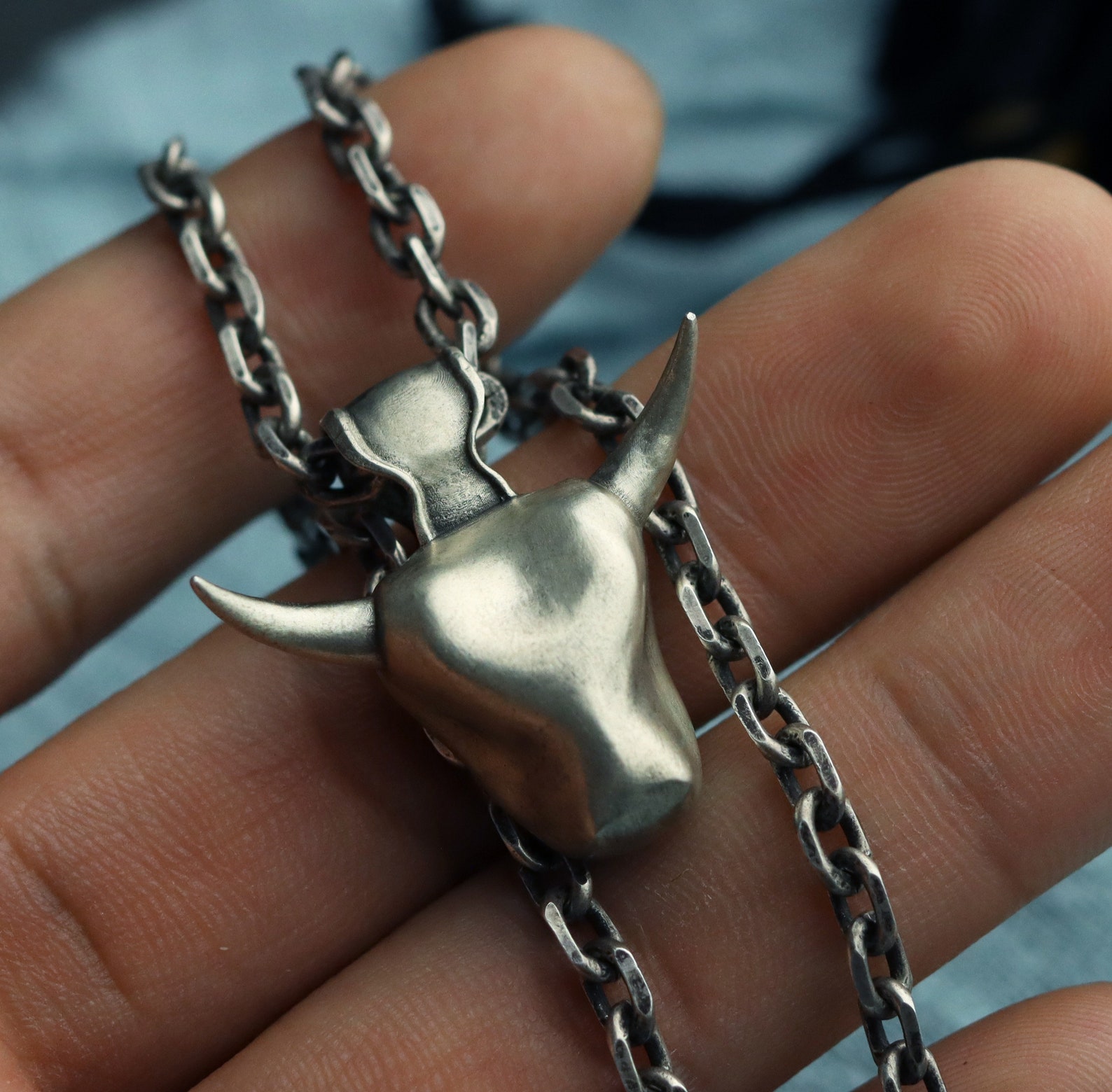 Bull Head 925 Silver Pendant Necklace Gift for Mothertaurus - Etsy