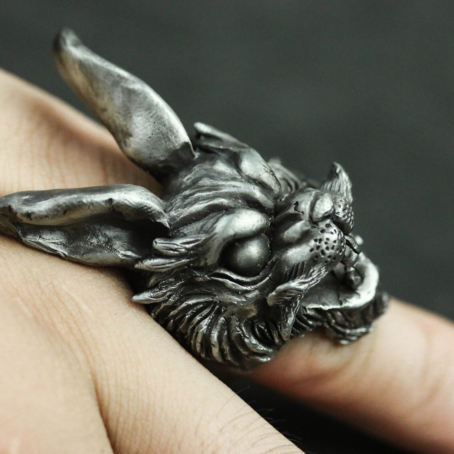 Rogue Rabbit Long-eared Rabbit 925 Silver Ring Handmade | Etsy