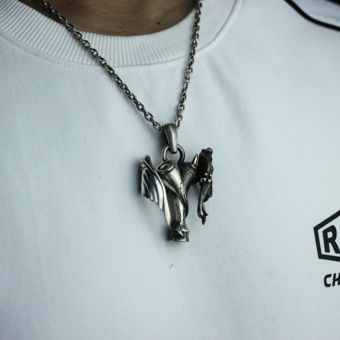 Angel and Demon 925 Silver Pendant Necklace Gift for | Etsy