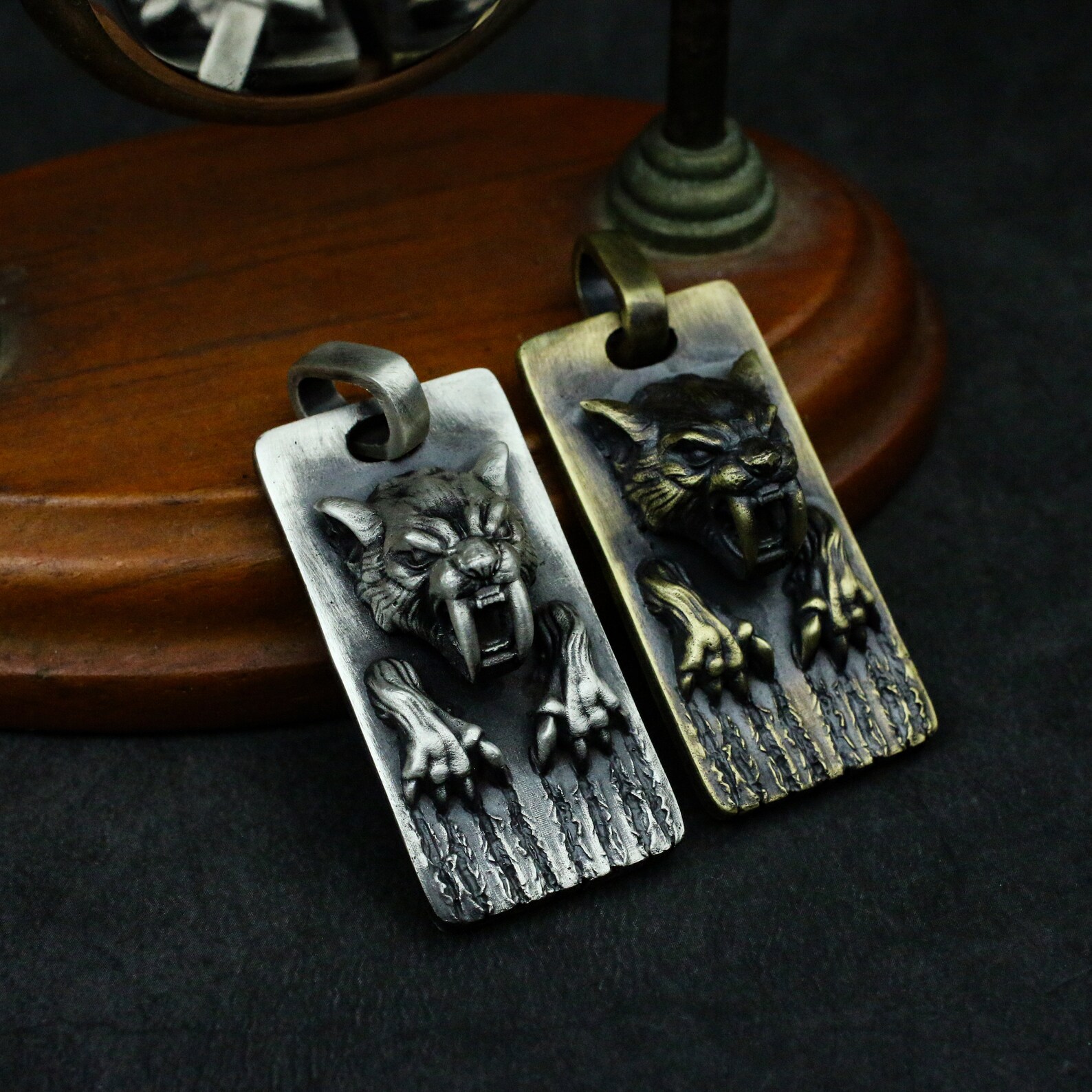 Sabre Tooth Tiger 925 Silver Pendant Necklace Beast King - Etsy