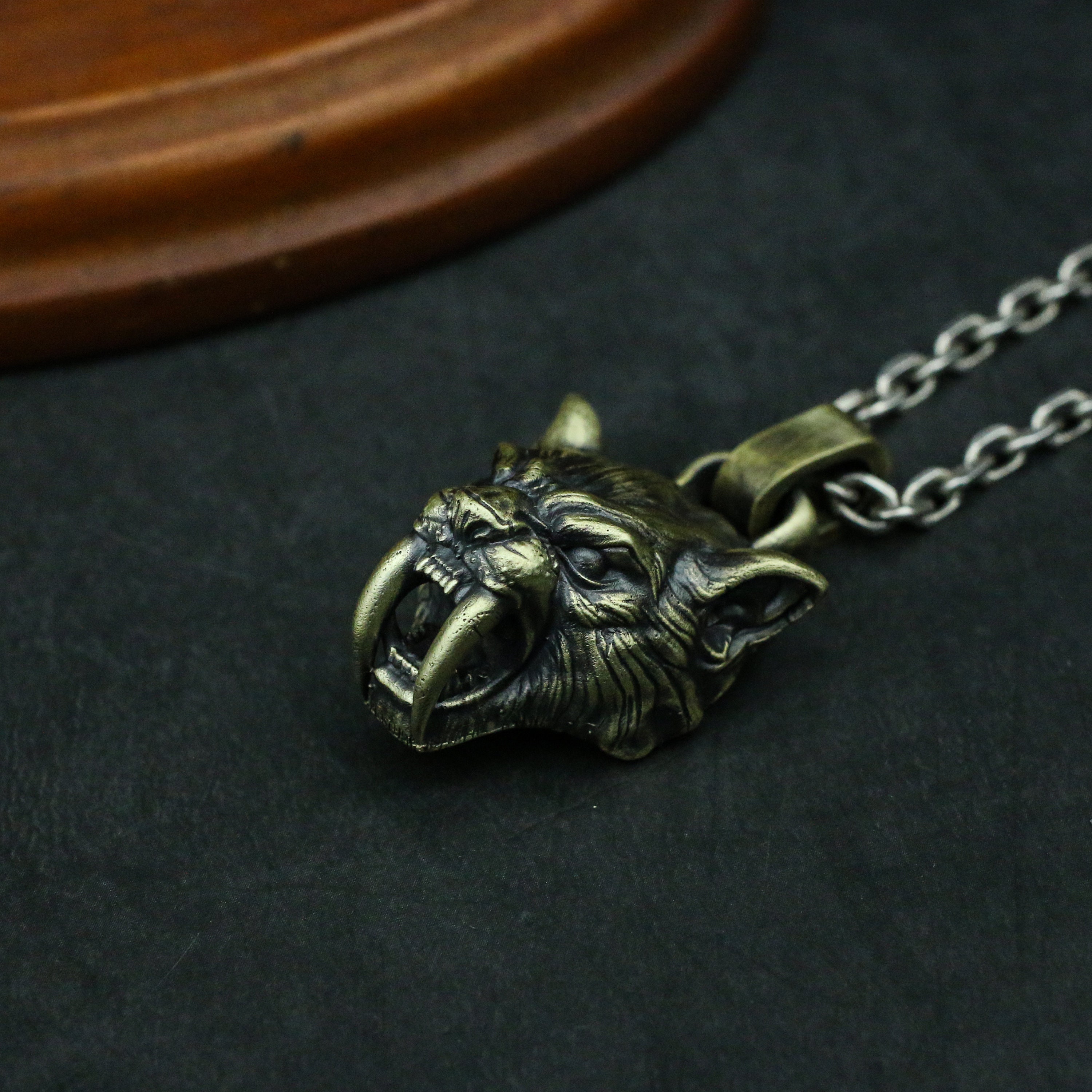 Saber-toothed tiger 925 silver necklace pendant Smilodon | Etsy