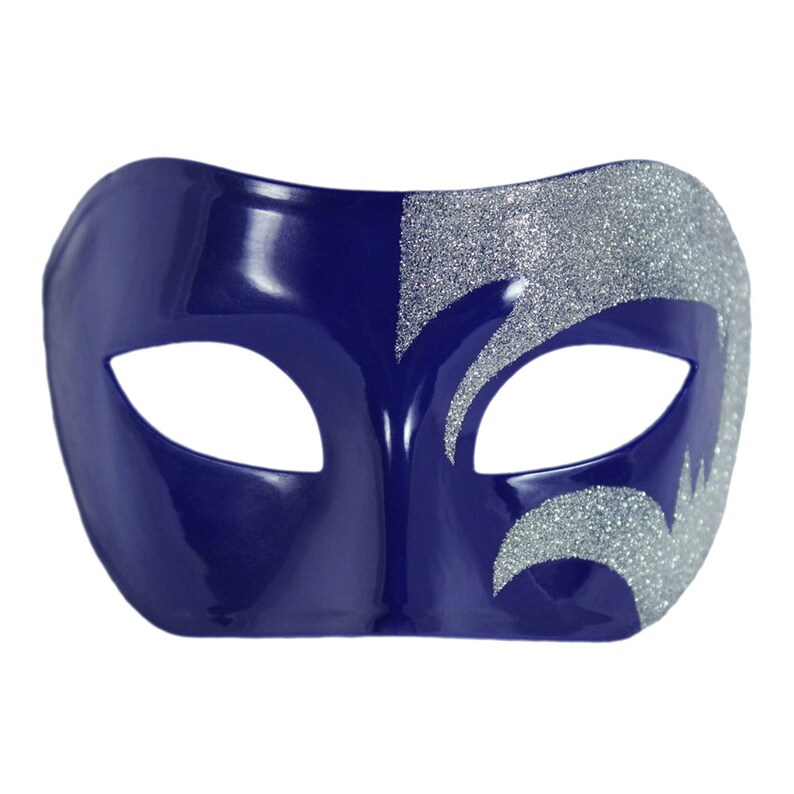 Mystic Venetian Silver Glitter Blue Masquerade Mask Prom - Etsy