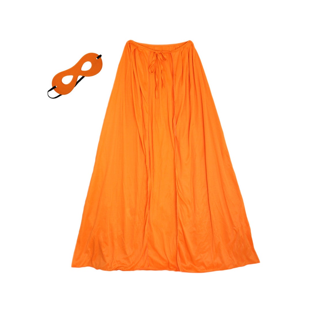 Child Kids Orange Superhero Cape & Mask Costume Set Children Halloween ...