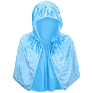 Child Light Blue Velvet Hooded Cape Capelet Kids Fairytale - Etsy