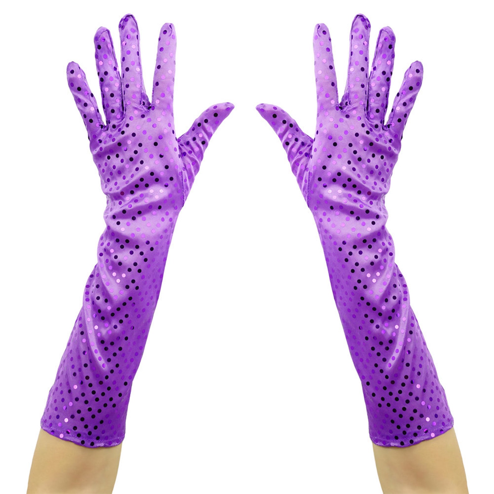 Cute Purple Shiny Sequin Gloves Adult Teen Prom Bridal | Etsy