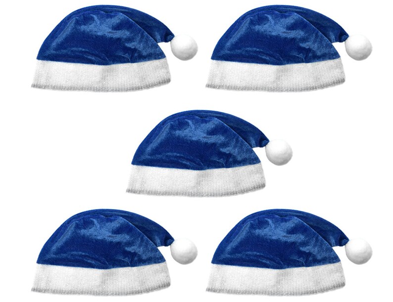 Blue Plush Santa Hat pack of 5 Cute Adult Teens Child Kids - Etsy