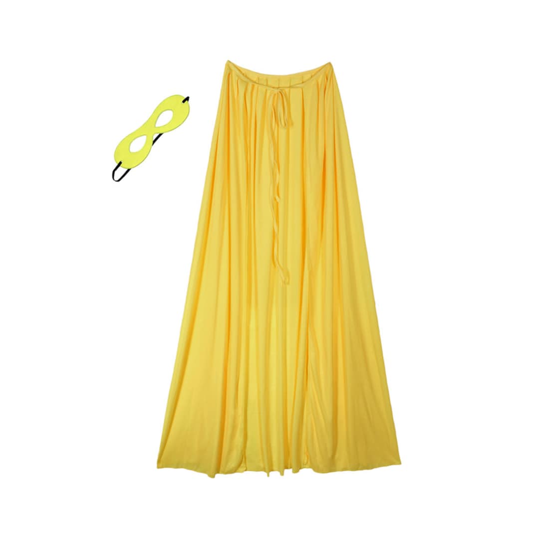 Adult Yellow Superhero Cape & Mask Costume Set Teens Men Women ...
