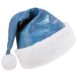 Sparkly Blue Santa Hat Fun Cute Child Kids Teen Adult Christmas Xmas ...