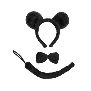 Black Mouse Ears Tail & Bow Tie Costume Set Cute Adult - Etsy