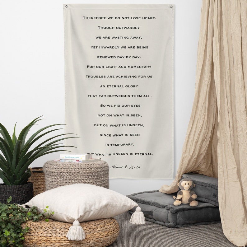 2 Corinthians 4:16-18 Banner Christian Banner Polyester - Etsy
