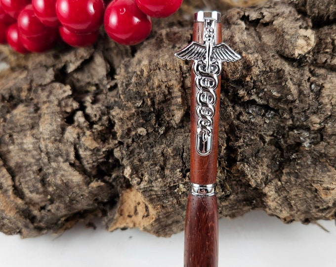 Physician Pen Custom Wood Choice shown With Padauk Caduceus Pen Doctor ...