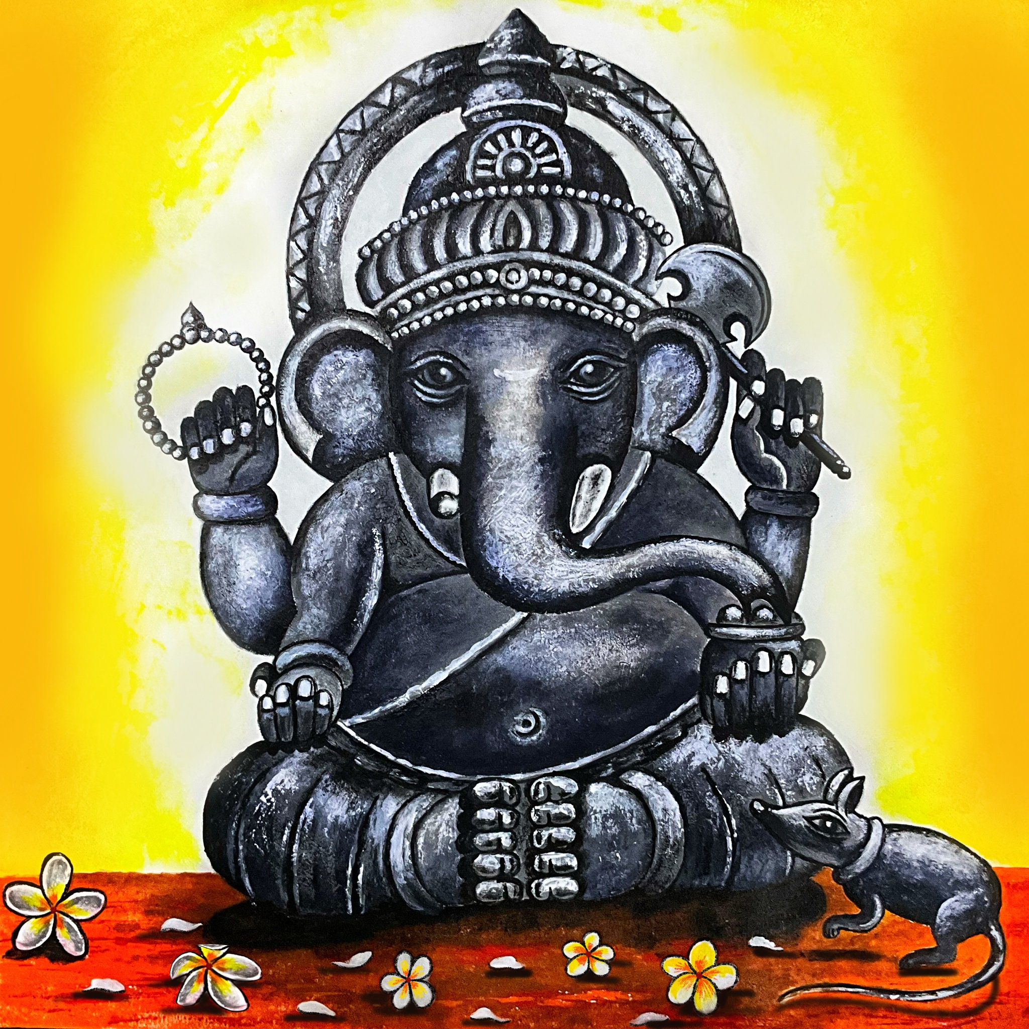 Handmade Ganesha Acrylic Painting on Canvas: Indian Religious Art - Etsy