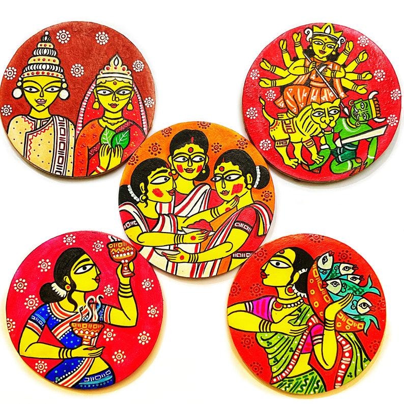 Hand-painted Bengali Theme Wall Plates, Kolkata Decor, Set of 5 - Etsy