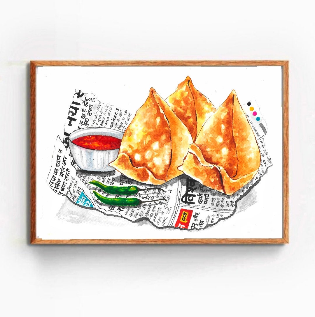 Samosa Watercolor Painting: Indian Street Food Art (digital Download ...