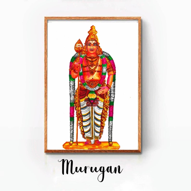 Tamil Nadu Watercolor Painting: South Indian Art, Murugan, Mariamman - Etsy