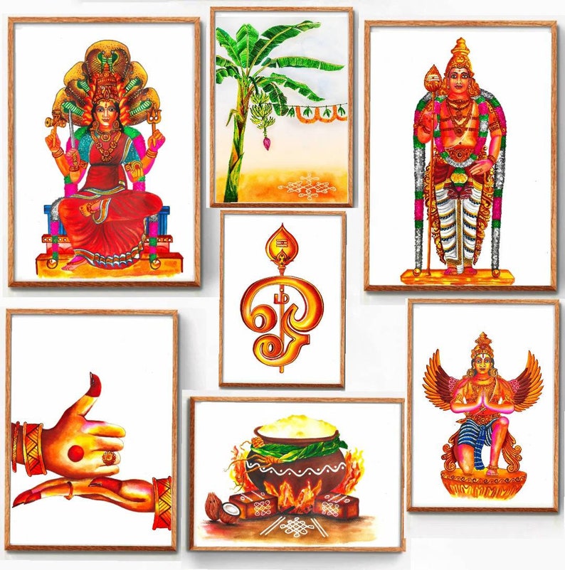 Tamil Nadu Watercolor Painting Tamil Wall Art Tamil Home - Etsy