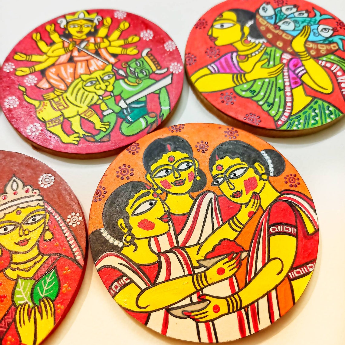 Hand-painted Bengali Theme Wall Plates, Kolkata Decor, Set of 5 - Etsy
