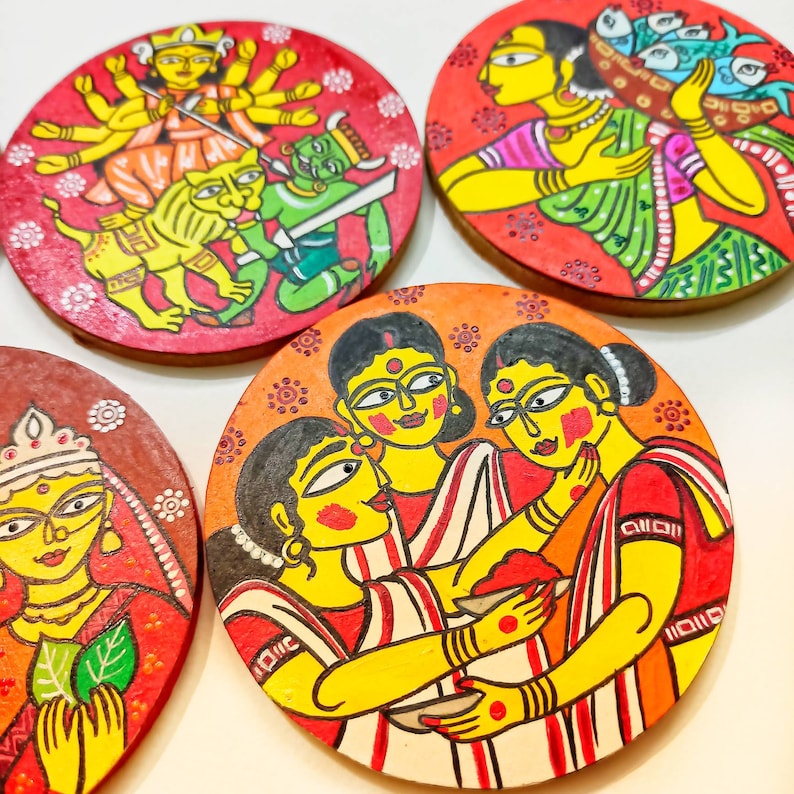 Hand-painted Bengali Theme Wall Plates, Kolkata Decor, Set of 5 - Etsy