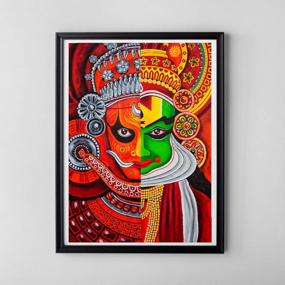 Kathakali Theyyam Painting, Kerala Indian Art, Handmade Acrylic - Etsy
