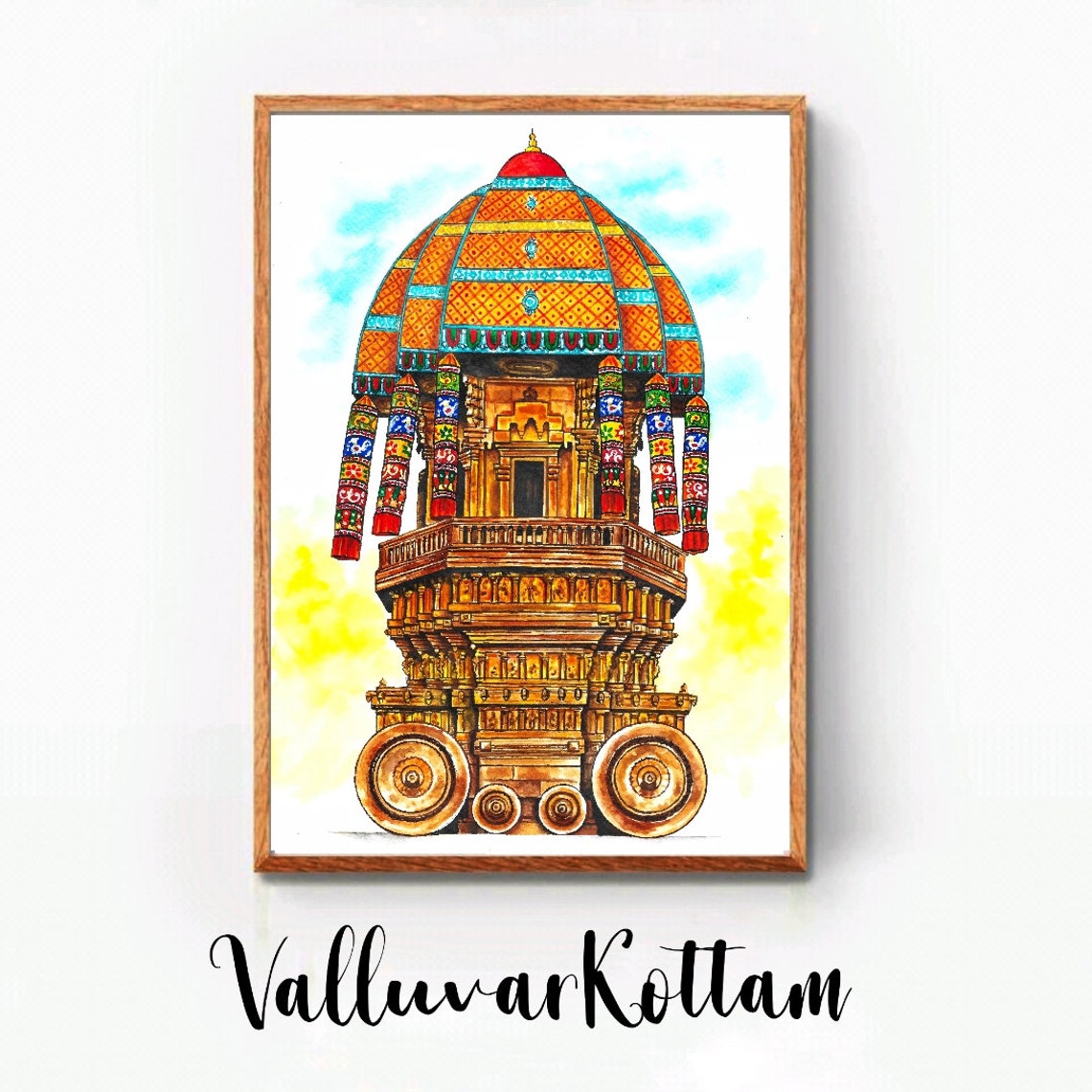 Chennai Watercolor Painting, Tamil Nadu Wall Art, Tamil Home Decor ...