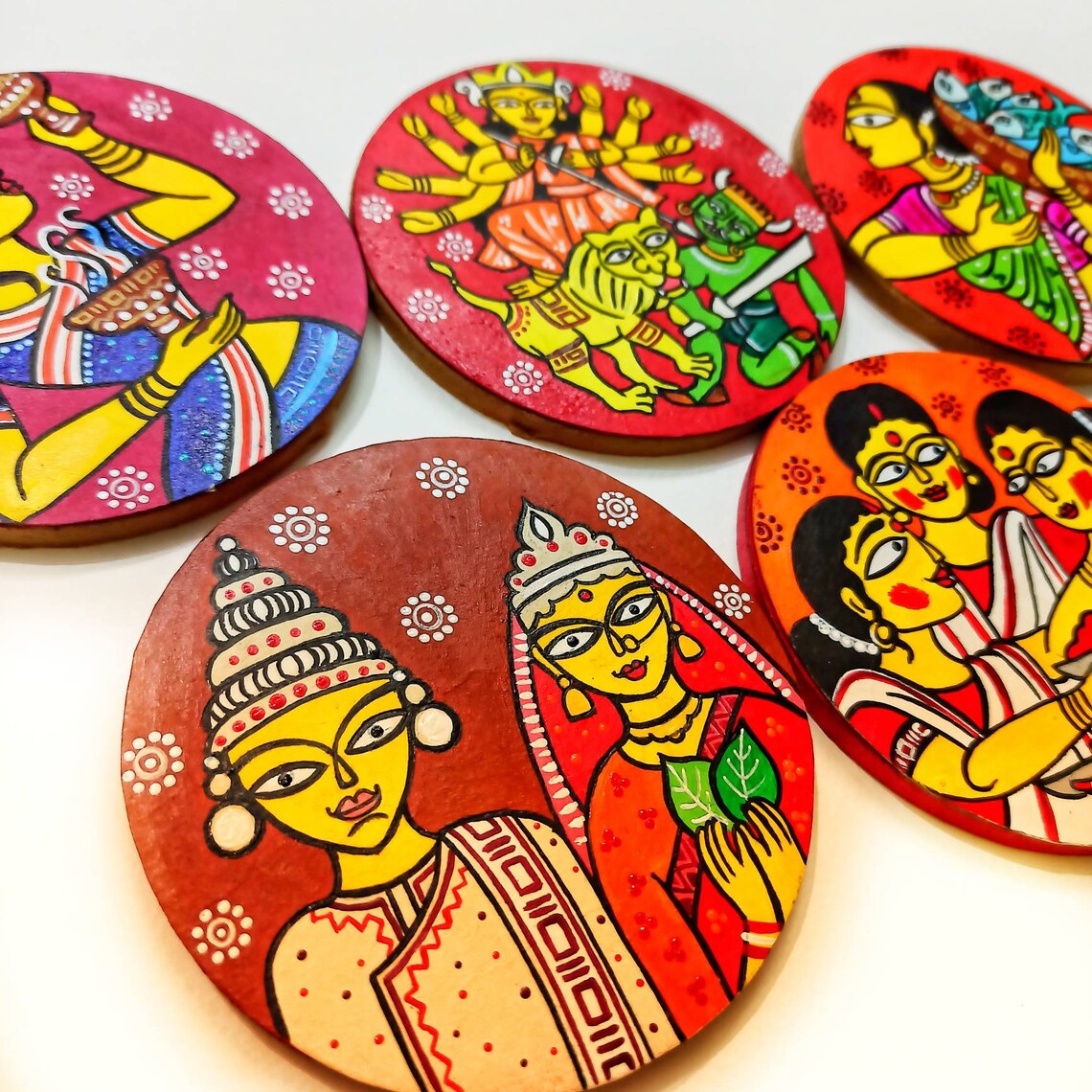 Hand-painted Bengali Theme Wall Plates, Kolkata Decor, Set of 5 - Etsy