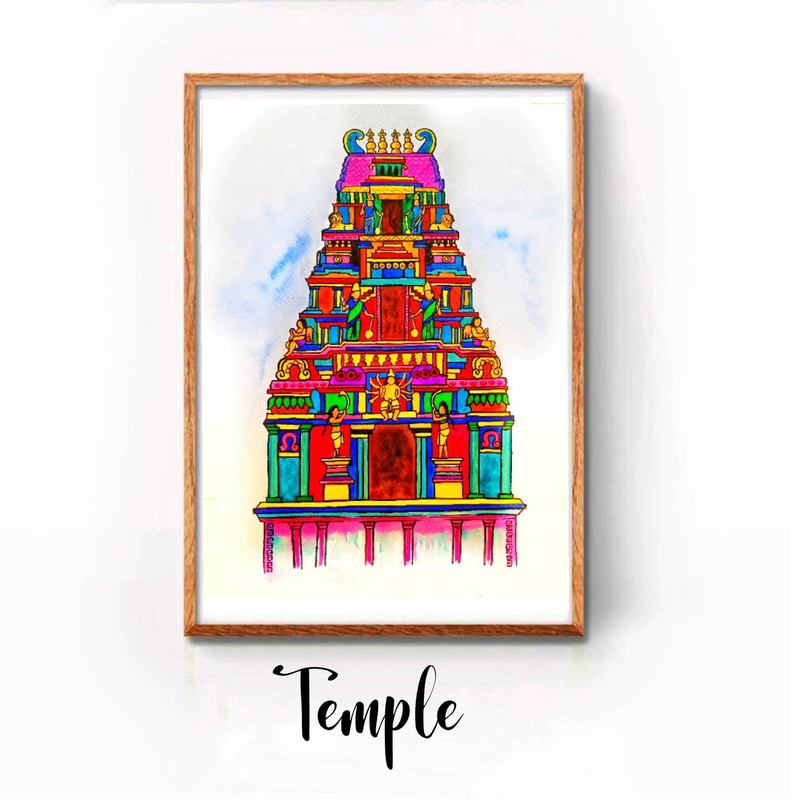 Tamil Nadu Watercolor Painting Tamil Wall Art Tamil Home | Etsy