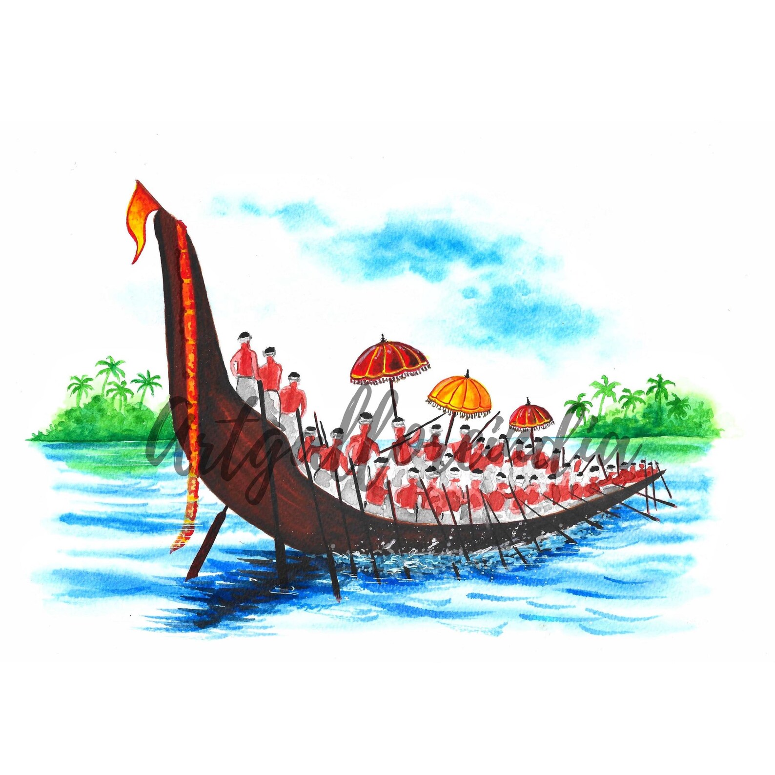 Kerala Onam Painting, South Indian Art, Vallamkali Boat Race, Kerala ...