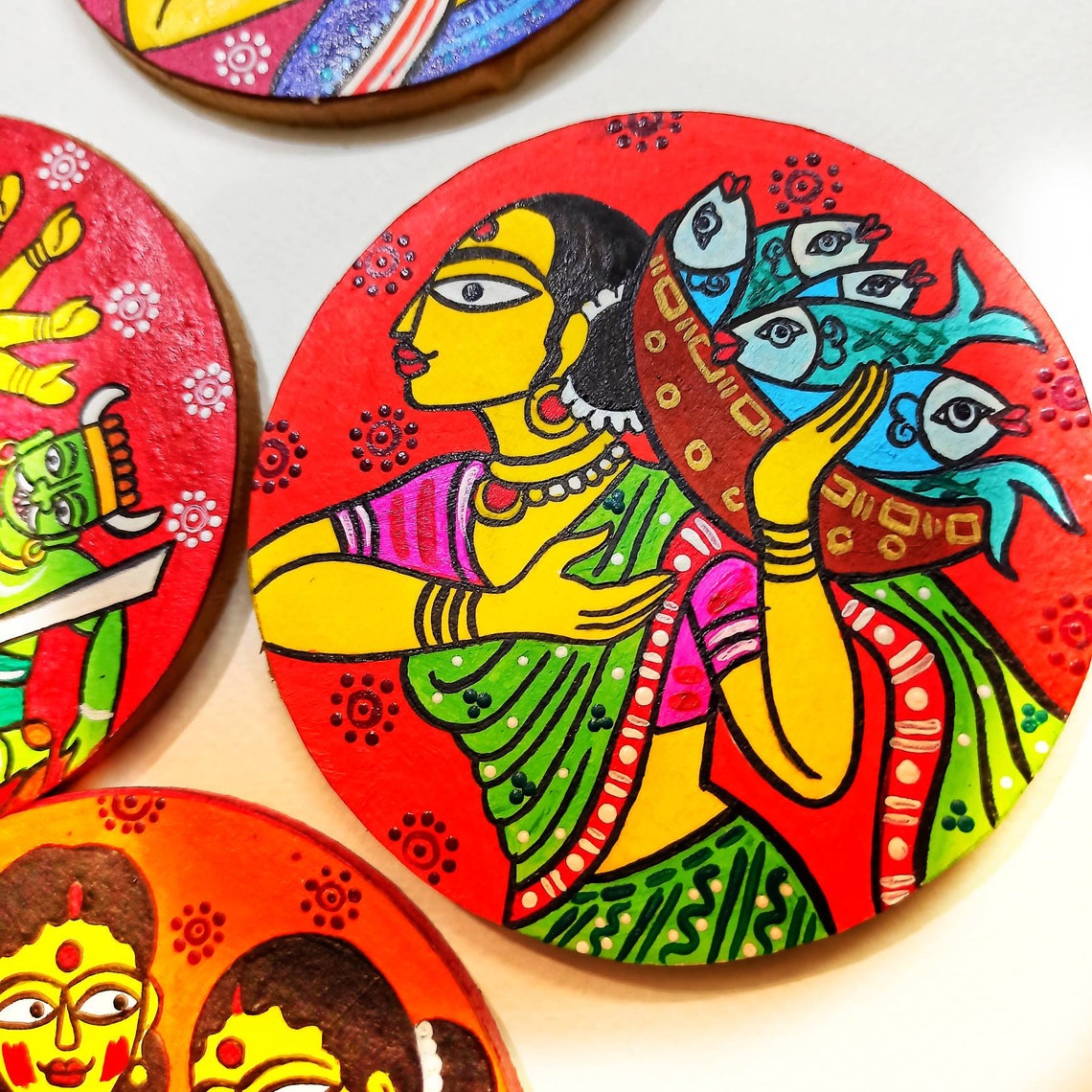 Hand-painted Bengali Theme Wall Plates, Kolkata Decor, Set of 5 - Etsy