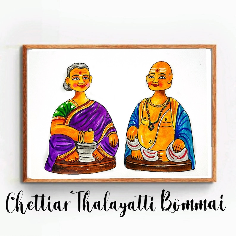 Tamilnadu Tanjavur Watercolour Painting: South Indian Temple Art - Etsy