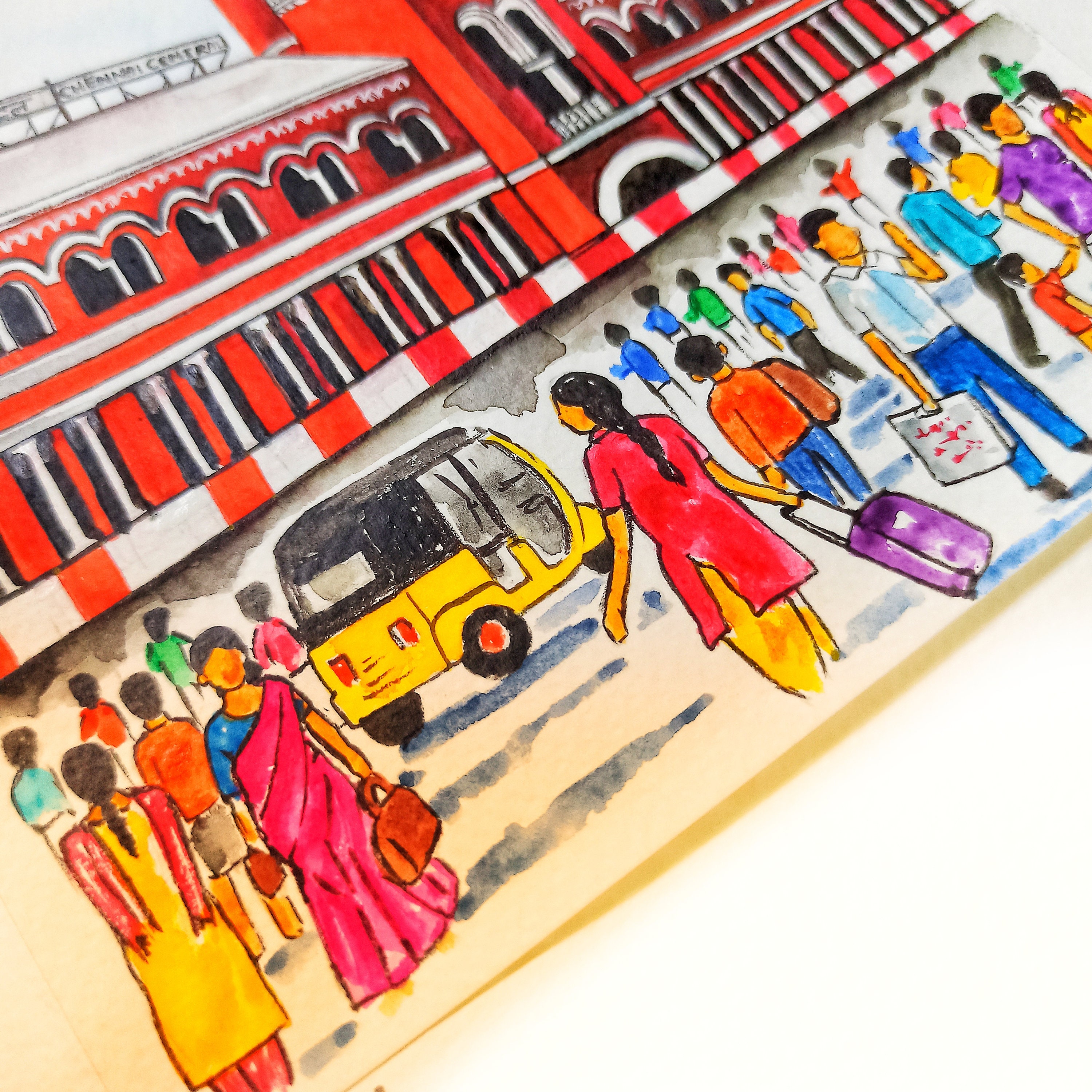 Chennai Watercolor Painting, Tamil Nadu Wall Art, Tamil Home Decor ...