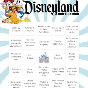 Disneyland Bingo Game- Digital Download Print at Home - Etsy