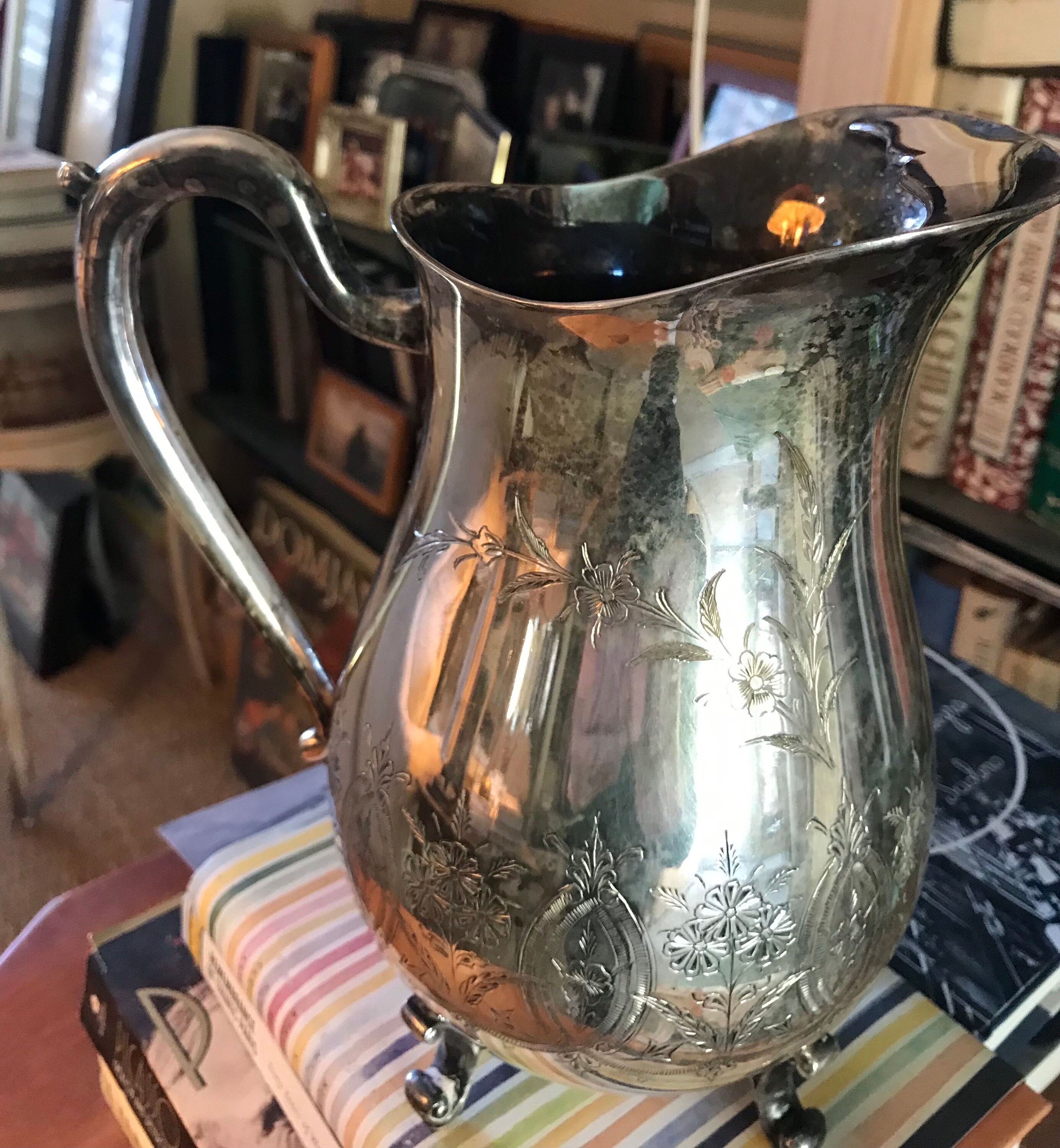 Vintage Leonard Silver Plate Pitcher Floral Edging - Etsy
