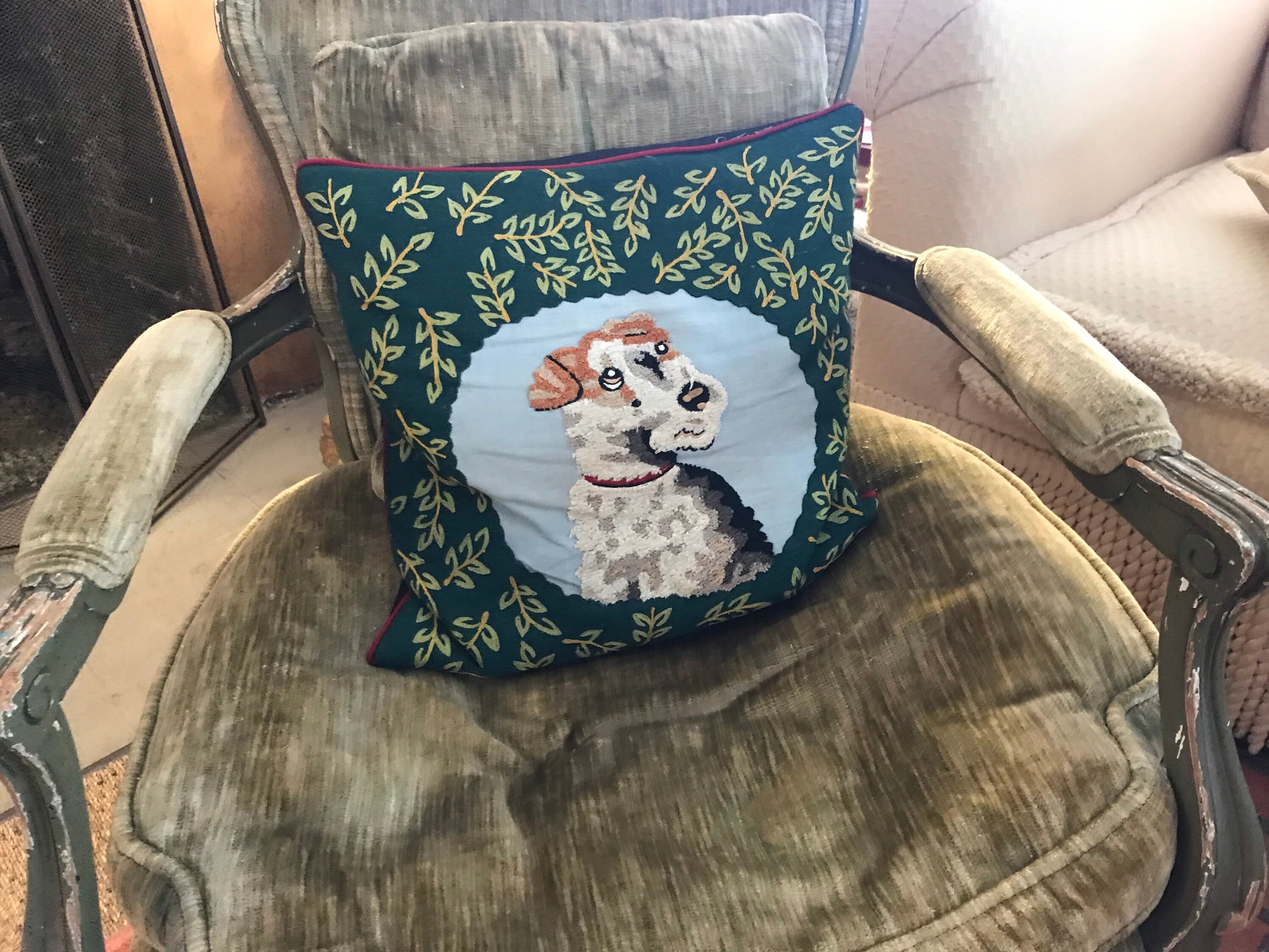 Needlepoint Wire Terrier Pillow Vintage 14x14” - Etsy