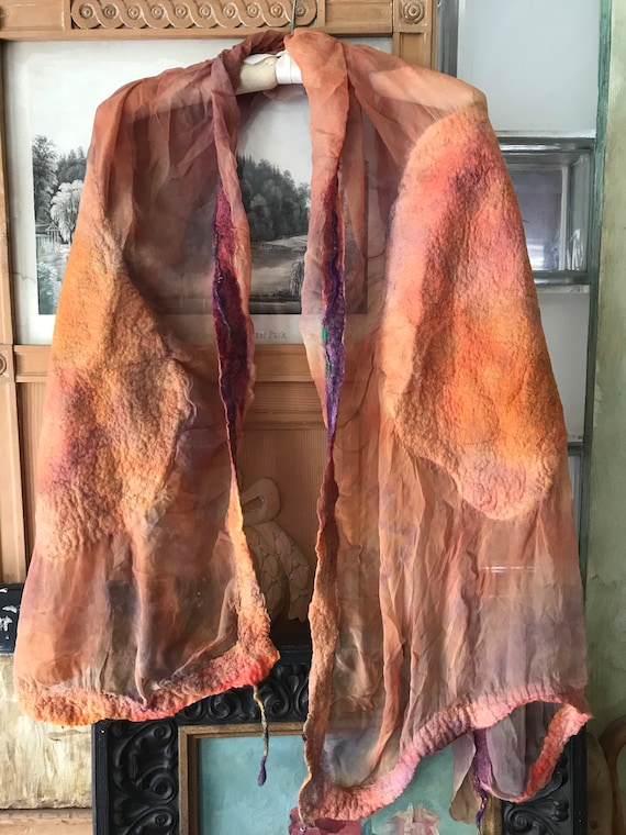 Orange Embroidered Shawl - Gem