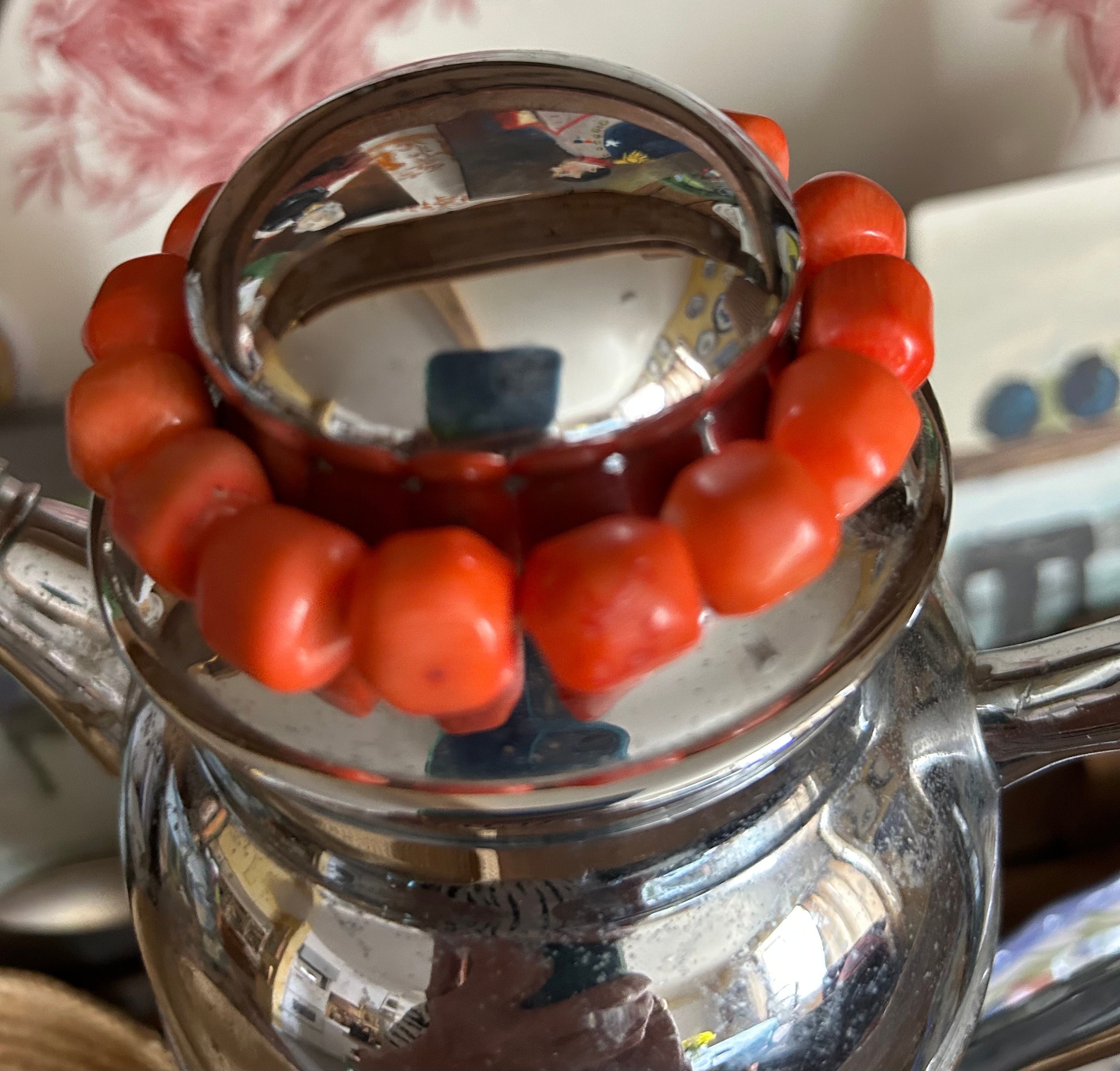 Bakelite Vintage Orange Bangle 16 Beads Elastic Style - Etsy