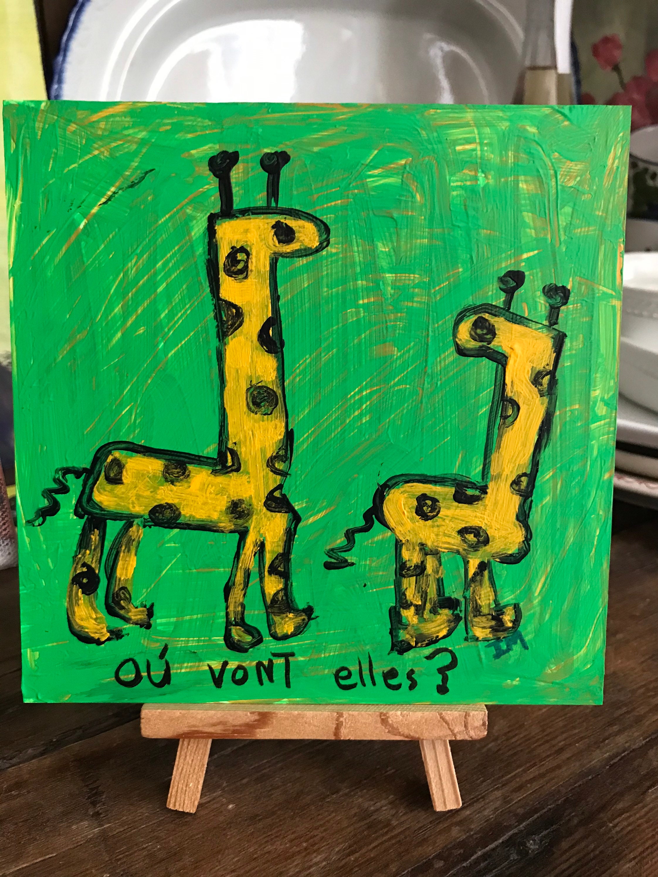 Giraffe Elly and Sid Painting - Etsy