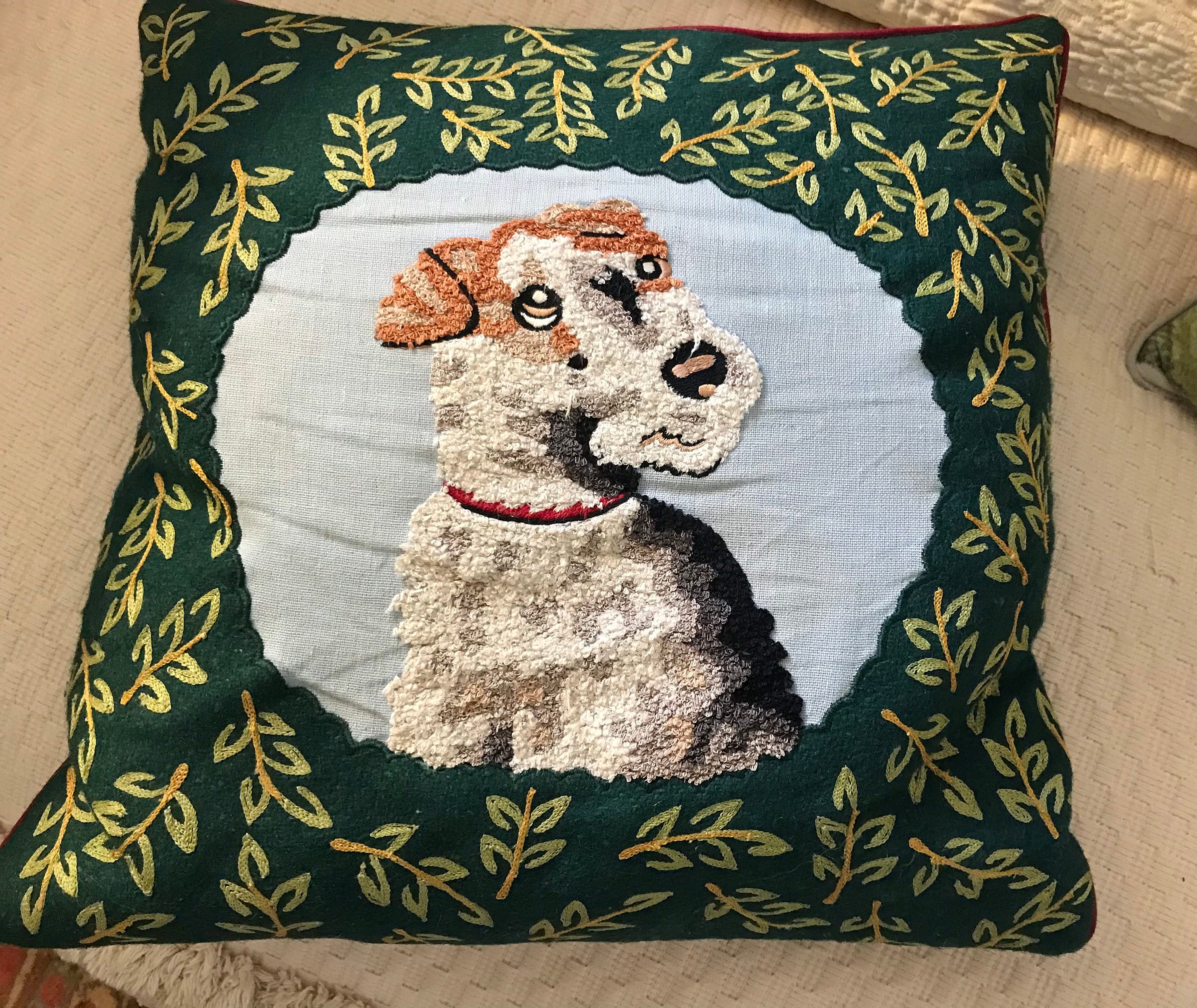 Needlepoint Wire Terrier Pillow Vintage 14x14” - Etsy