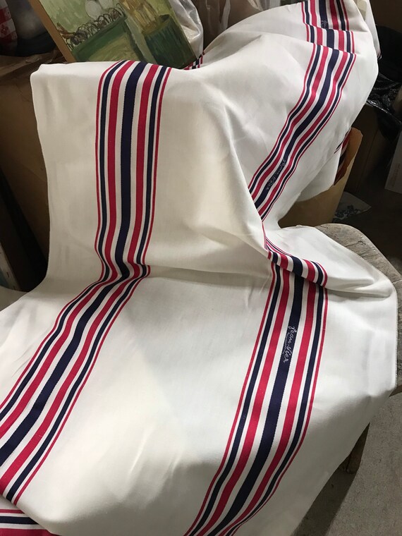 Basque French Handwoven Linen/cotton Fabric Blue/red Stripe 4 - Etsy