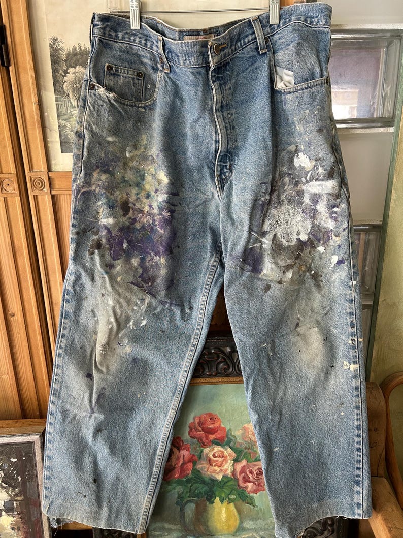 High Sierra Unisex Distress Paint Splattered Jeans 40w X 30” Fun ...