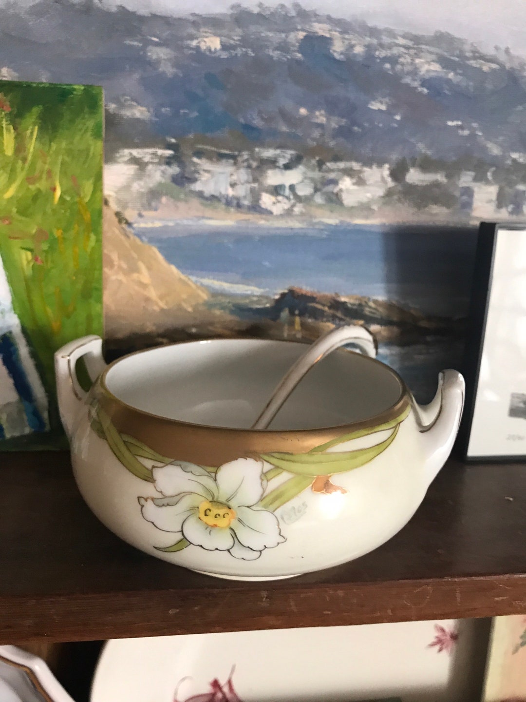 Bavarian Bone China Hand Painted Bowl and Ladle Vintage 1940 - Etsy